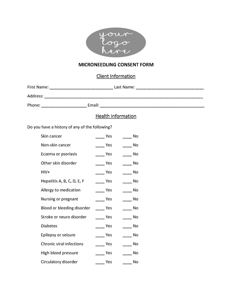 Microneedling Consent Form Template | Attorney-written Editable Instant ...