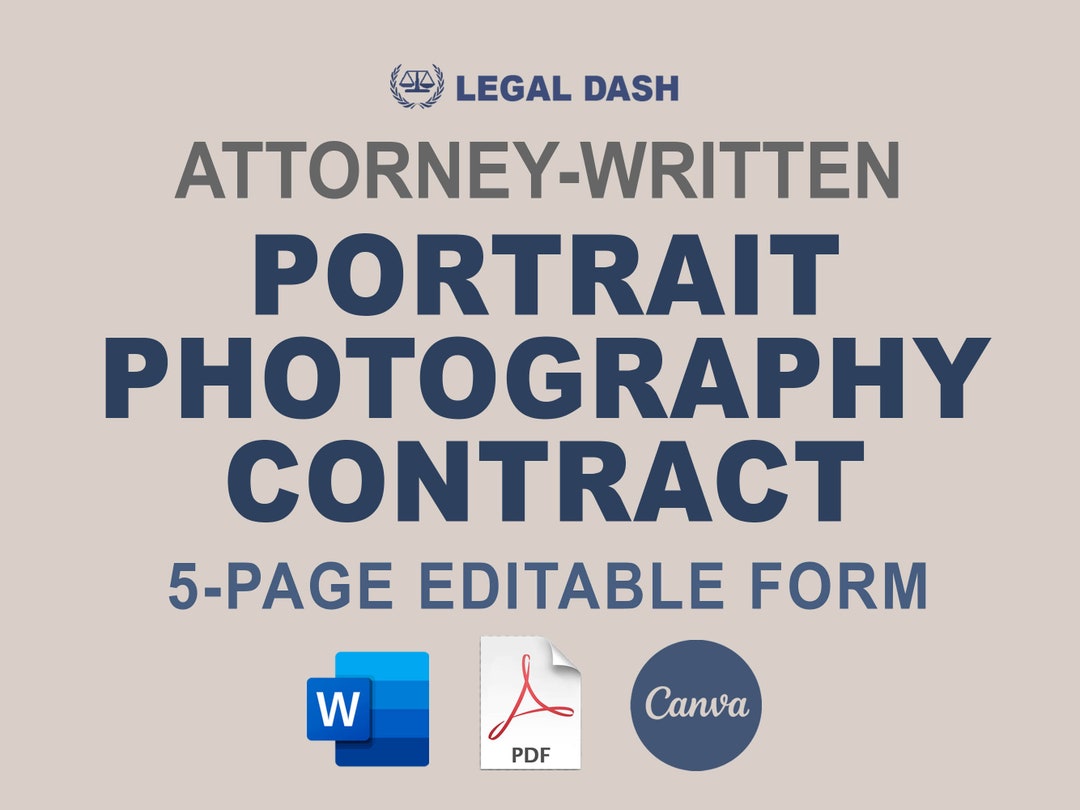 Portrait Photography Contract Template Attorney-written Editable ...