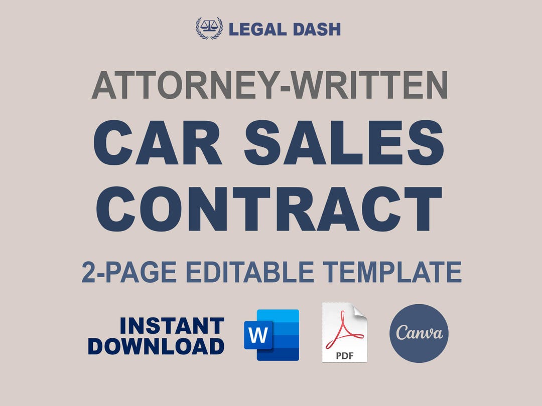 Car Sales Contract Template: Attorney-written, Editable (digital ...