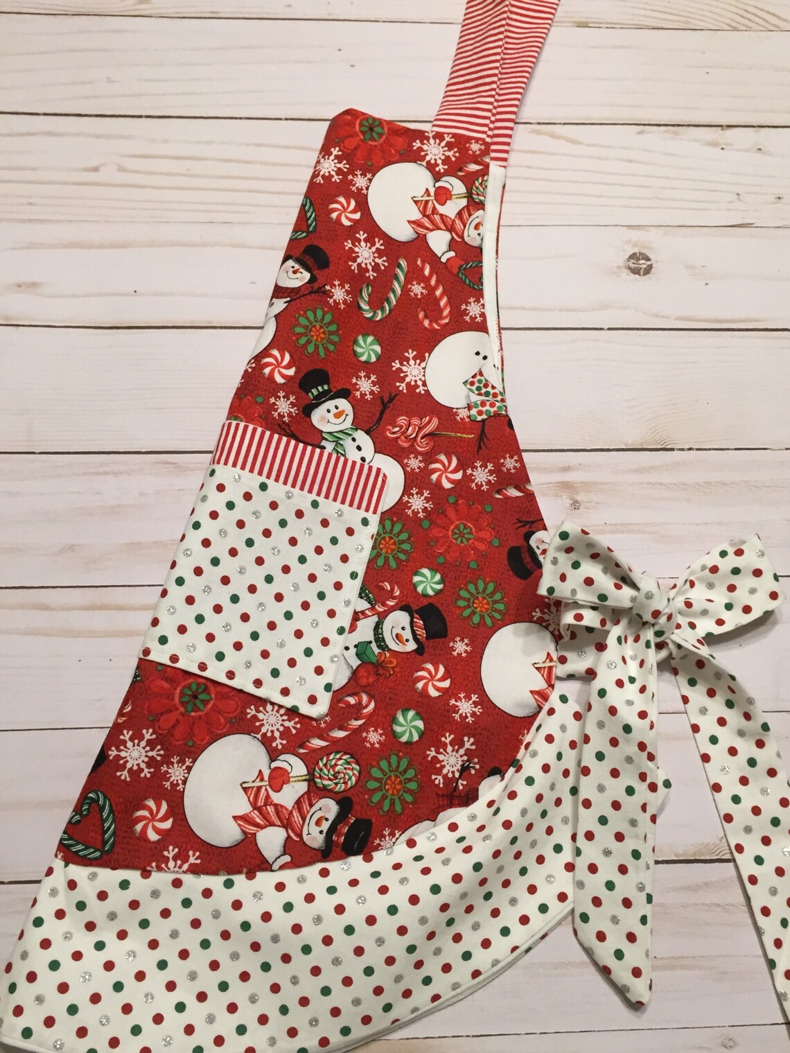 Handmade Kids Christmas Apron: Snowman Print, Ruffled Edge - Etsy