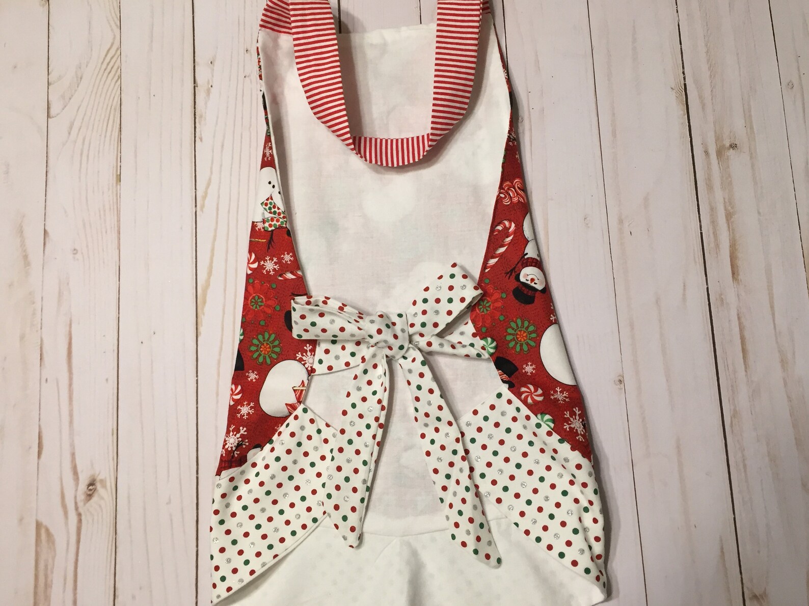 Handmade Kids Christmas Apron: Snowman Print, Ruffled Edge - Etsy