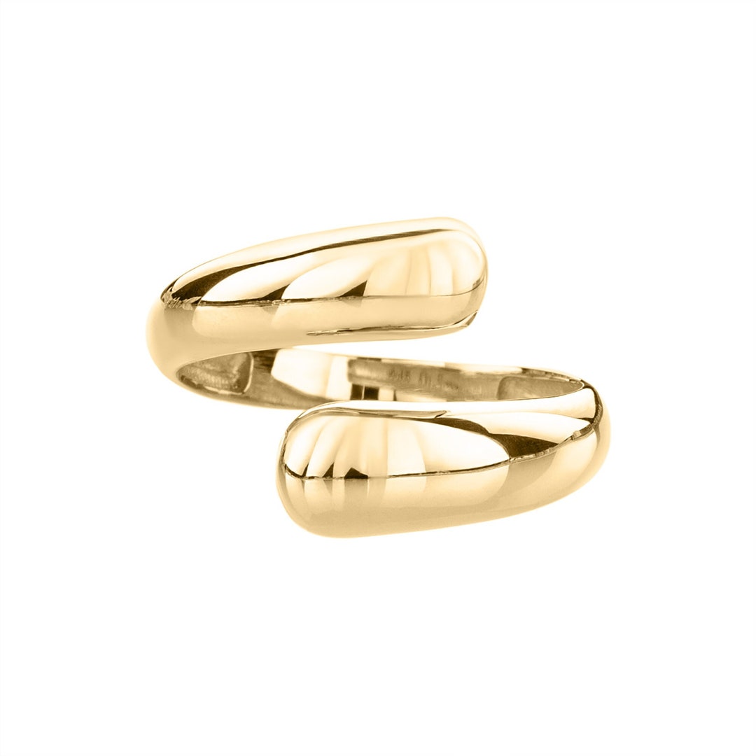 Dome Gold Ring | 14k Solid Gold Ring | Wrap Around Ring | Cuff Ring ...