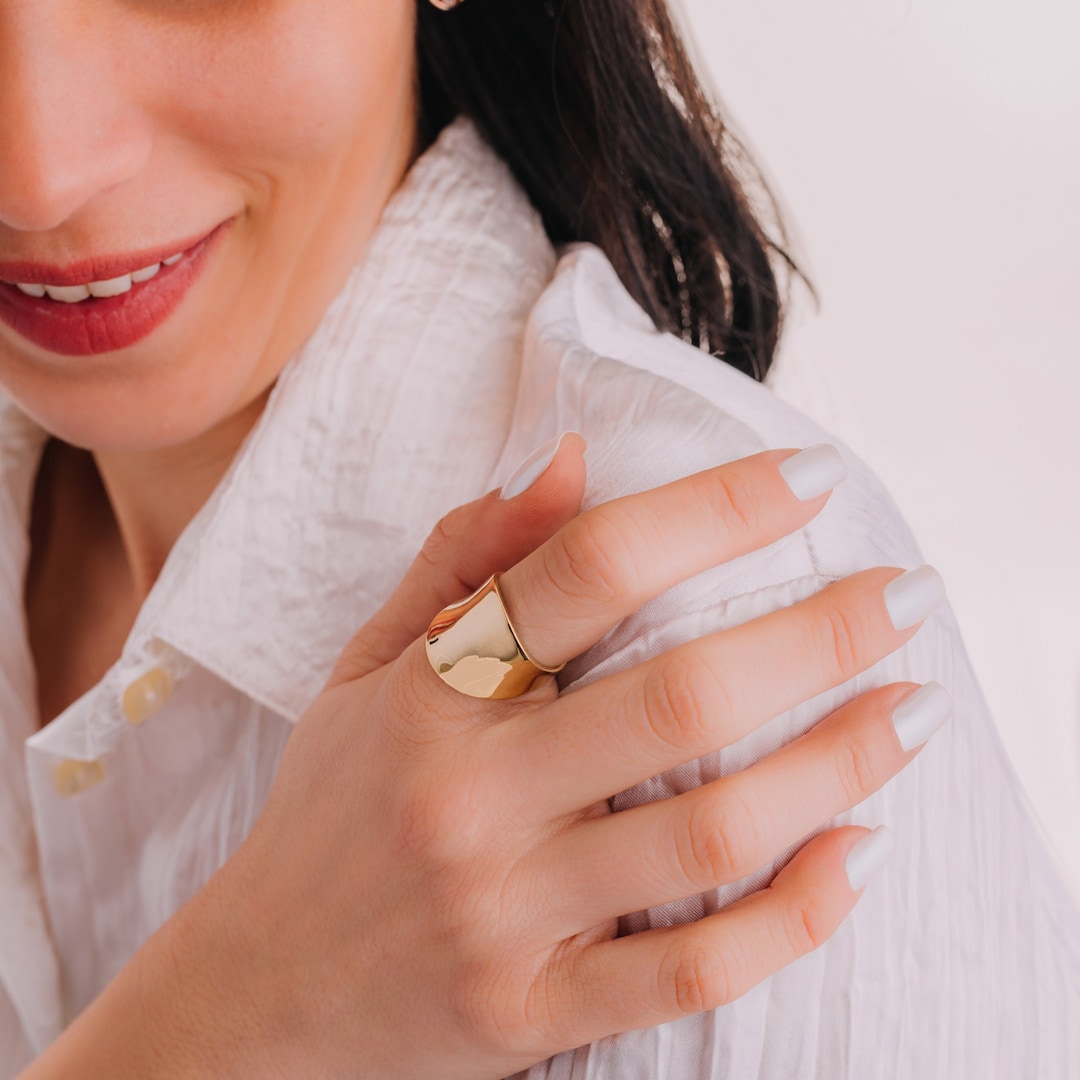 Dome Gold Ring | 14k Solid Gold Ring | Statement Ring | Bold Gold Ring ...