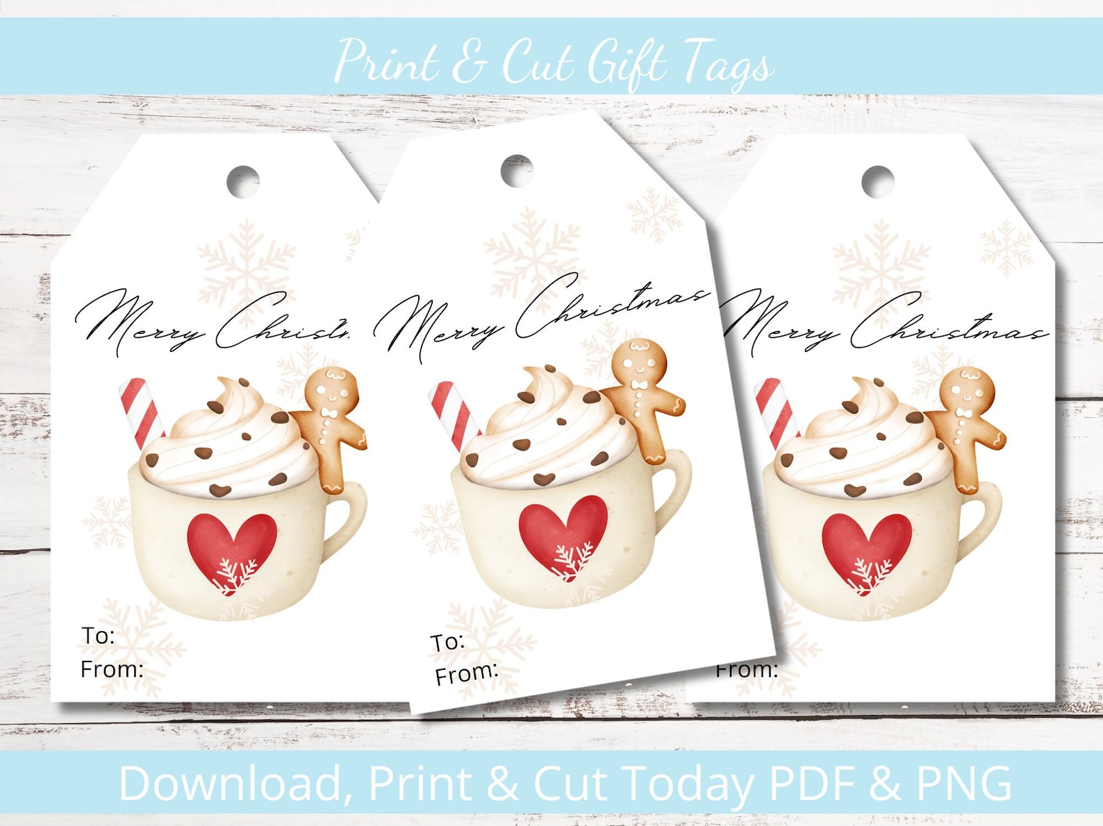 Printable Christmas Gift Tags Hot Cocoa Gingerbread Man - Etsy