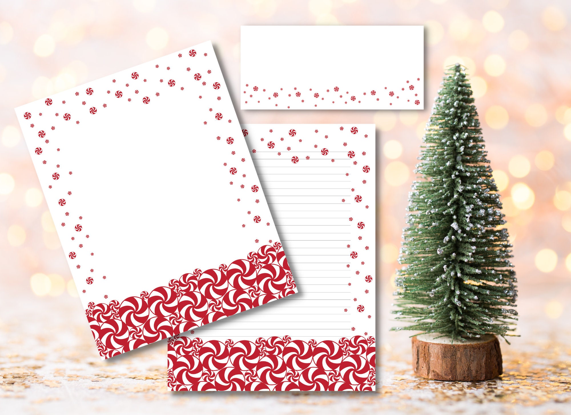 Christmas Holiday Printable Stationery Set Peppermint Candy Download ...