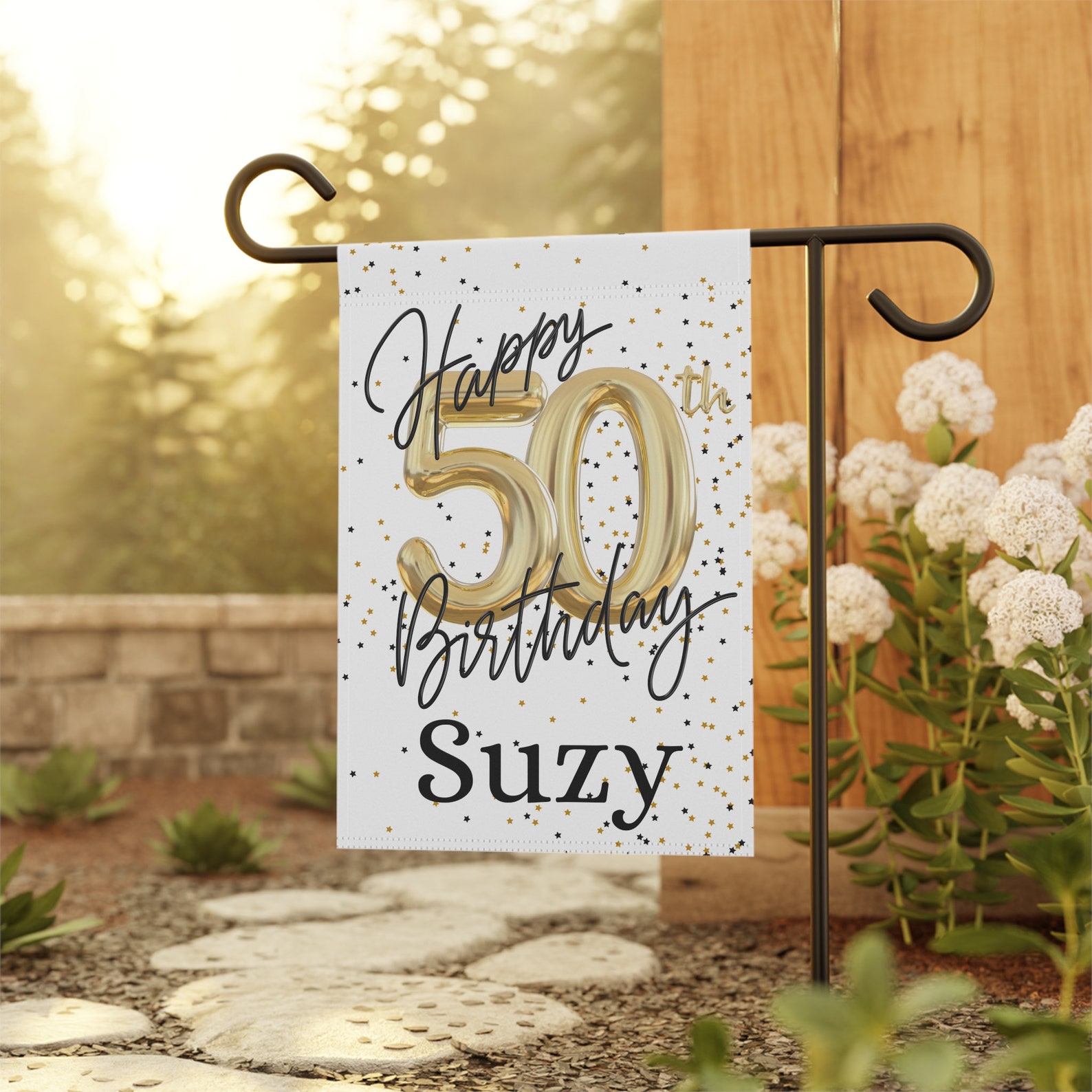Happy 50th Birthday Garden Flag Personalized Birthday Flag - Etsy
