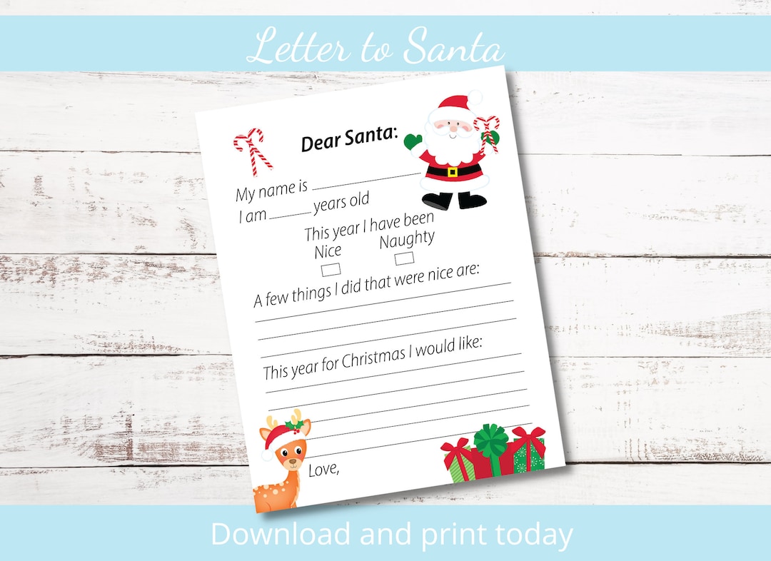 Christmas Letter to Santa Dear Santa Instant Download - Etsy