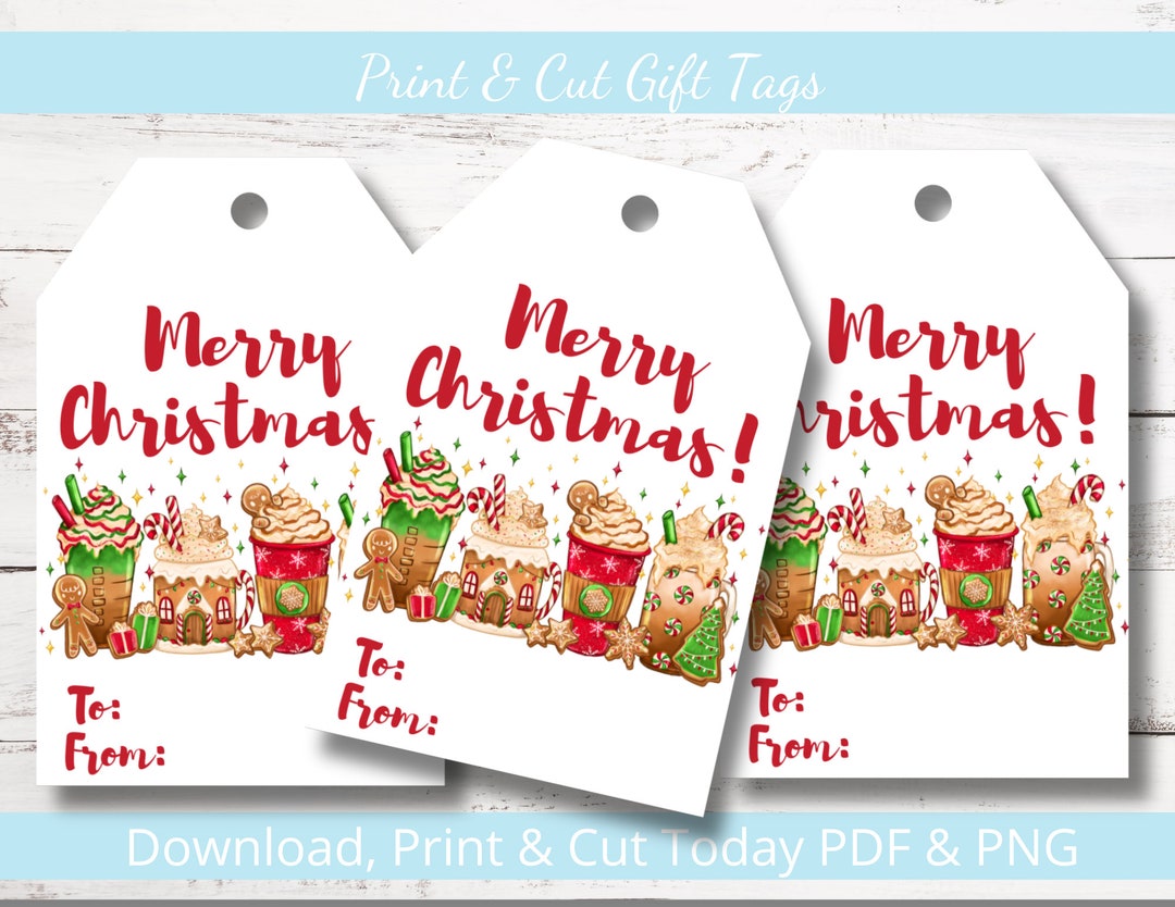 Christmas Gift Tags Printable Coffee Lovers Holiday Tag Instant ...