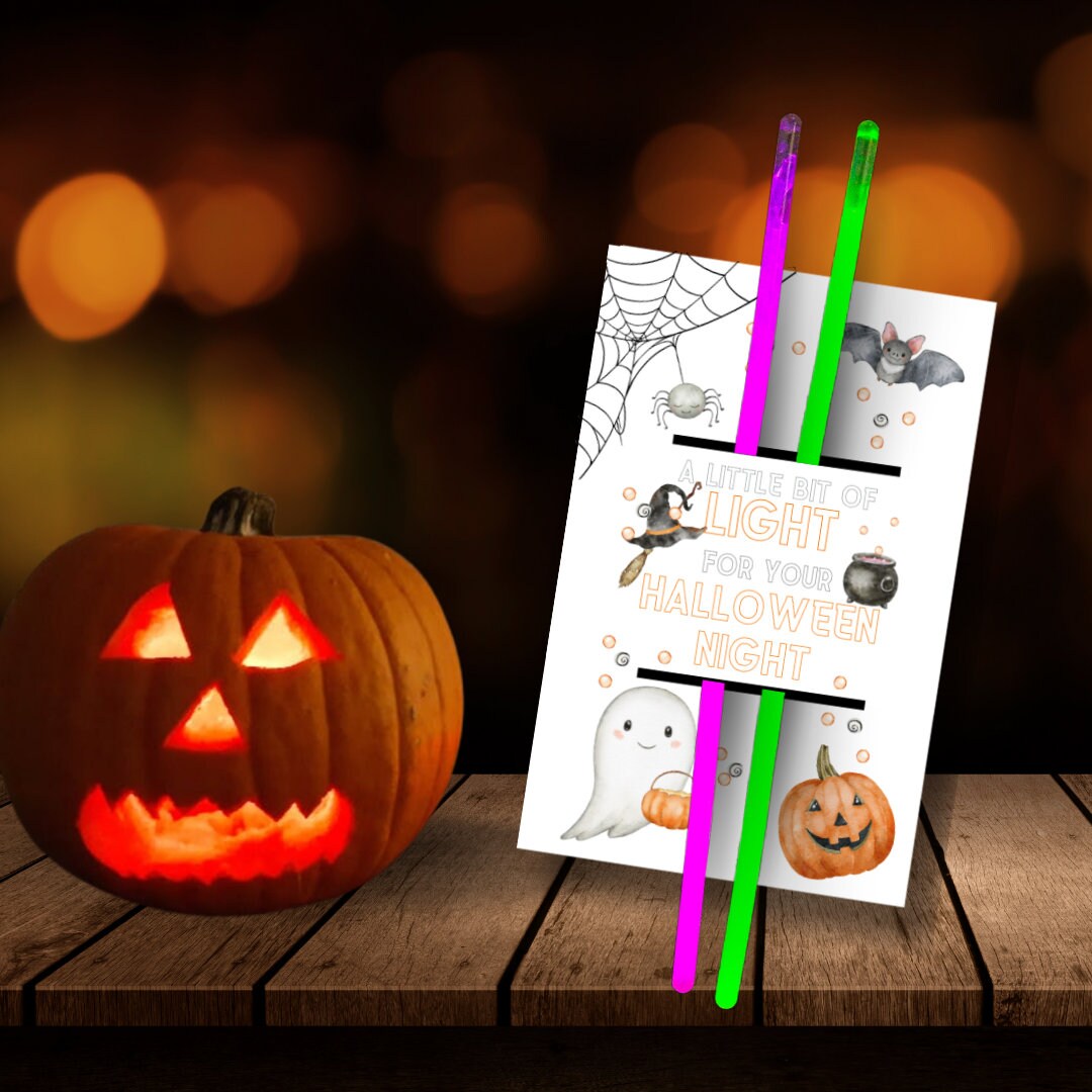 Halloween Glow Stick Holders Tag Set of 32 Halloween Class Gift Ideas ...