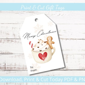 Printable Christmas Gift Tags Hot Cocoa Gingerbread Man - Etsy