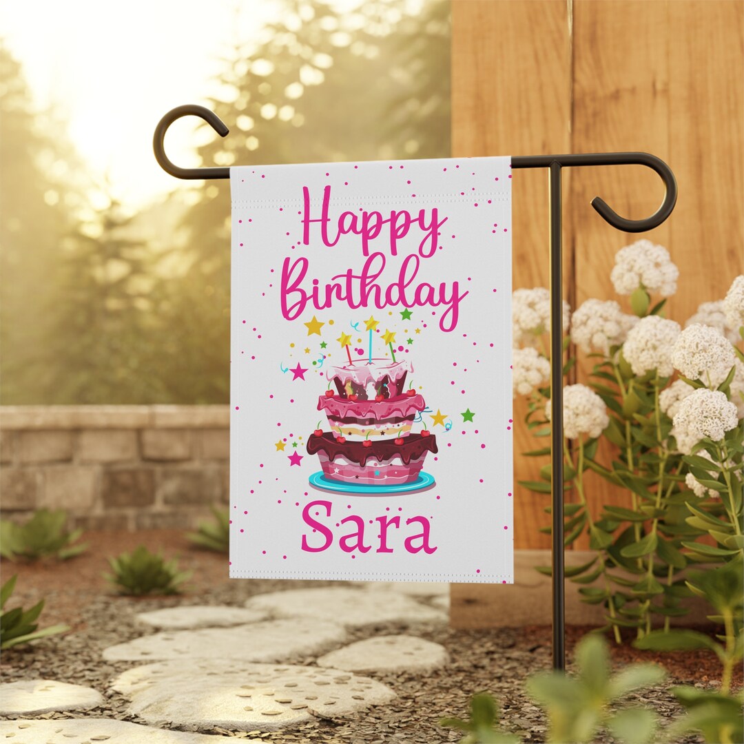 Happy Birthday Personalized Cake Banner Custom Name Birthday Garden ...