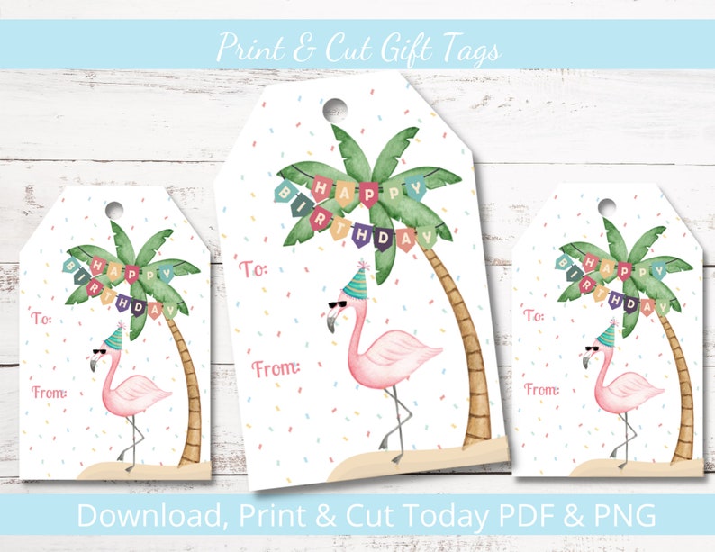 Printable Flamingo Birthday Gift Tags Instant Download - Etsy