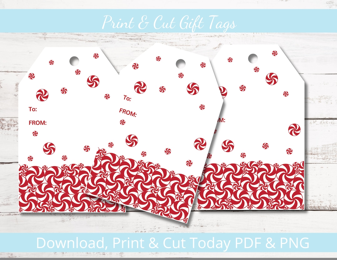 Christmas Gift Tags Printable Peppermint Candy Holiday Tag Instant ...