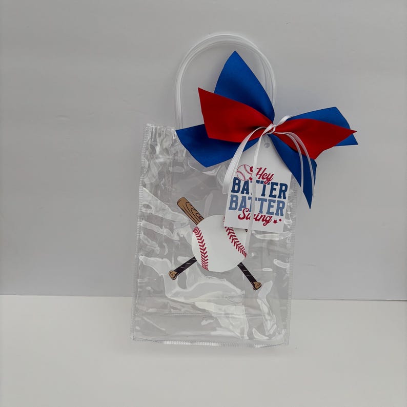 Party Favor Bags With Handle Clear Baseball Favor Bags for Team Thank ...