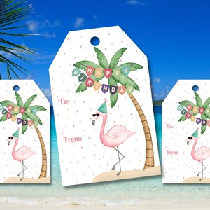 Printable Flamingo Birthday Gift Tags Instant Download - Etsy