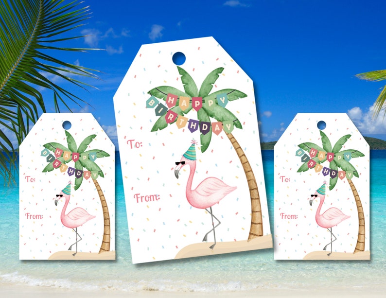 Printable Flamingo Birthday Gift Tags Instant Download - Etsy