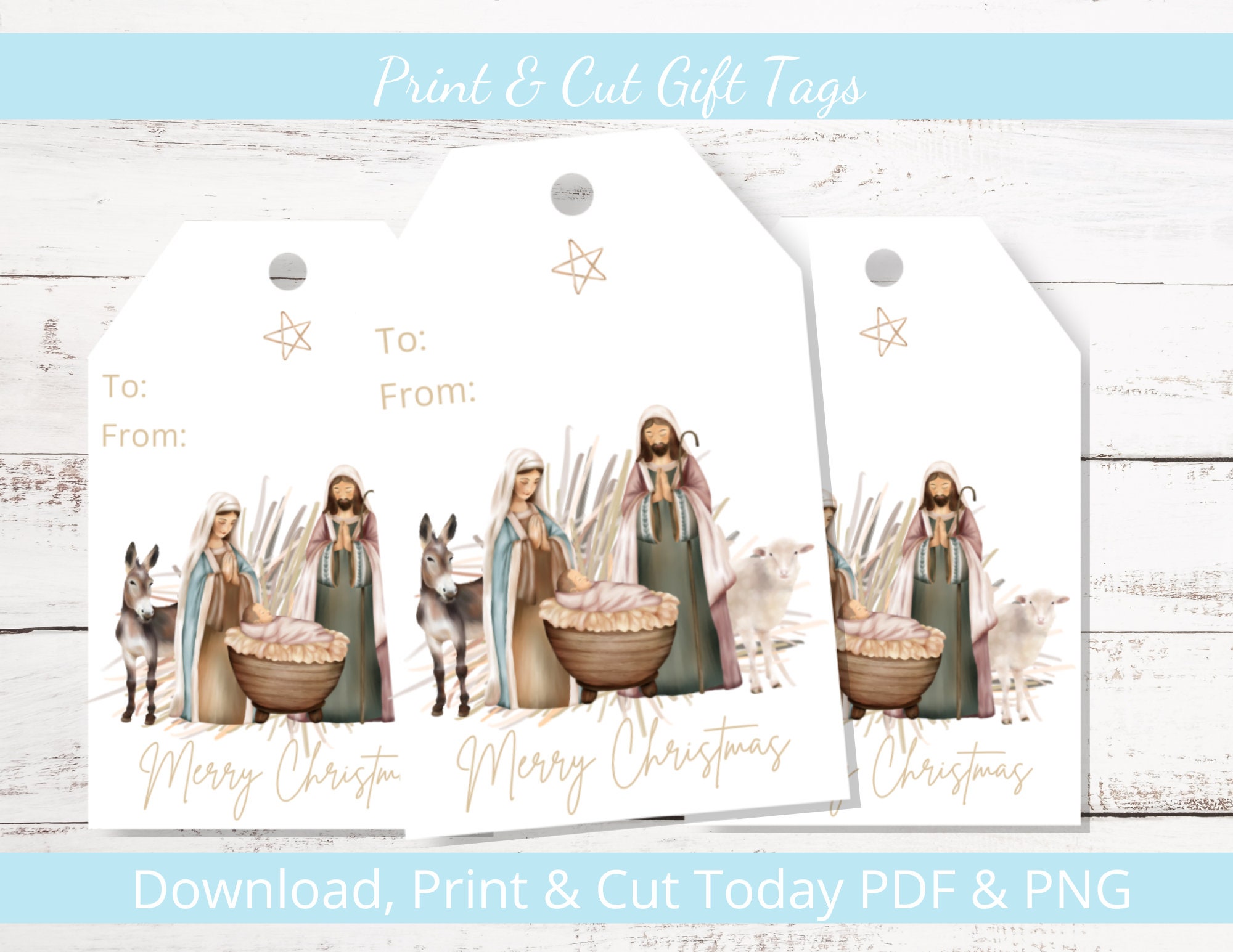 Printable Christmas Gift Tags Nativity Instant Download - Etsy