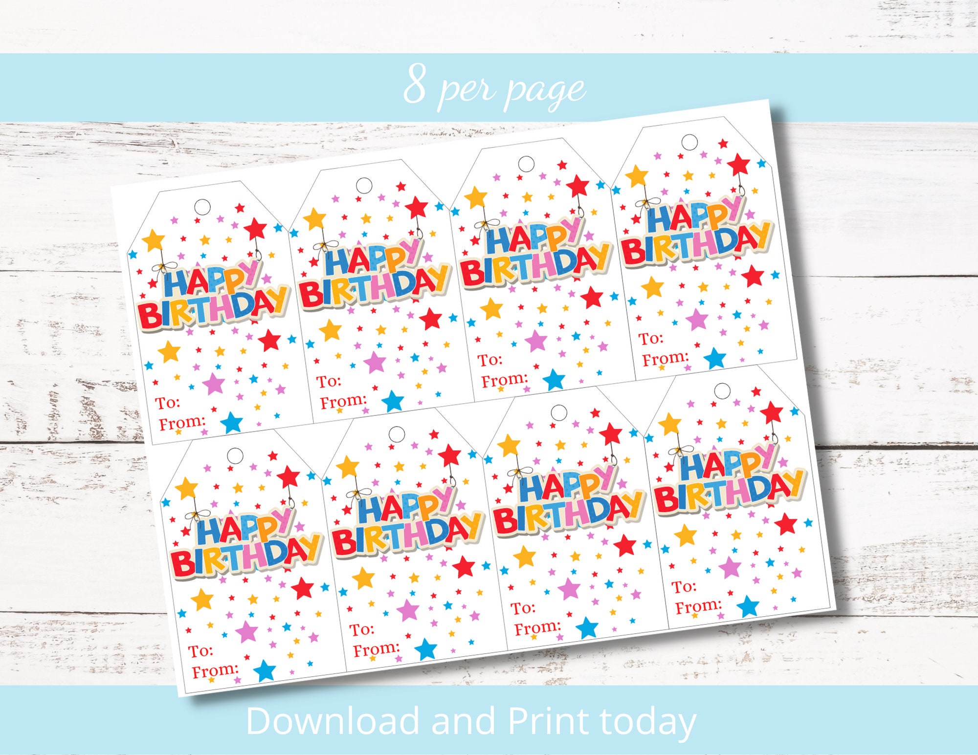 Printable Star Birthday Gift Tags Instant Download Digital - Etsy