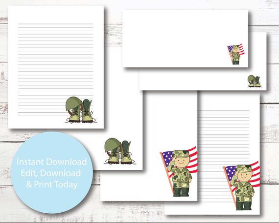 Military Soldier Patriotic Stationery Set Download Printable - Etsy