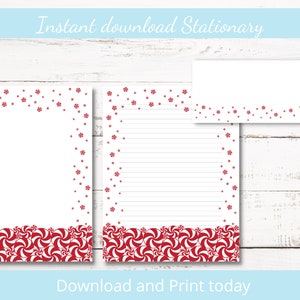 Christmas Holiday Printable Stationery Set Peppermint Candy Download ...