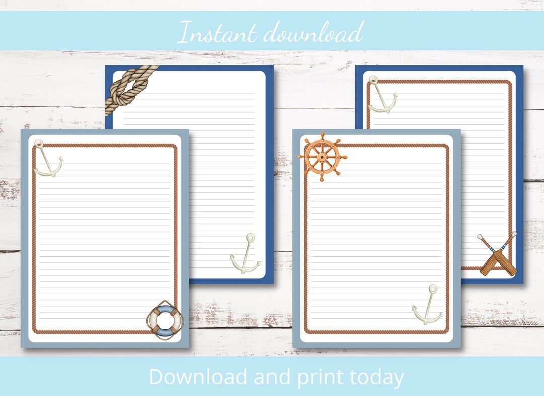 Navy Stationery Set Download Printable Paper Eco-friendly Print at Home ...