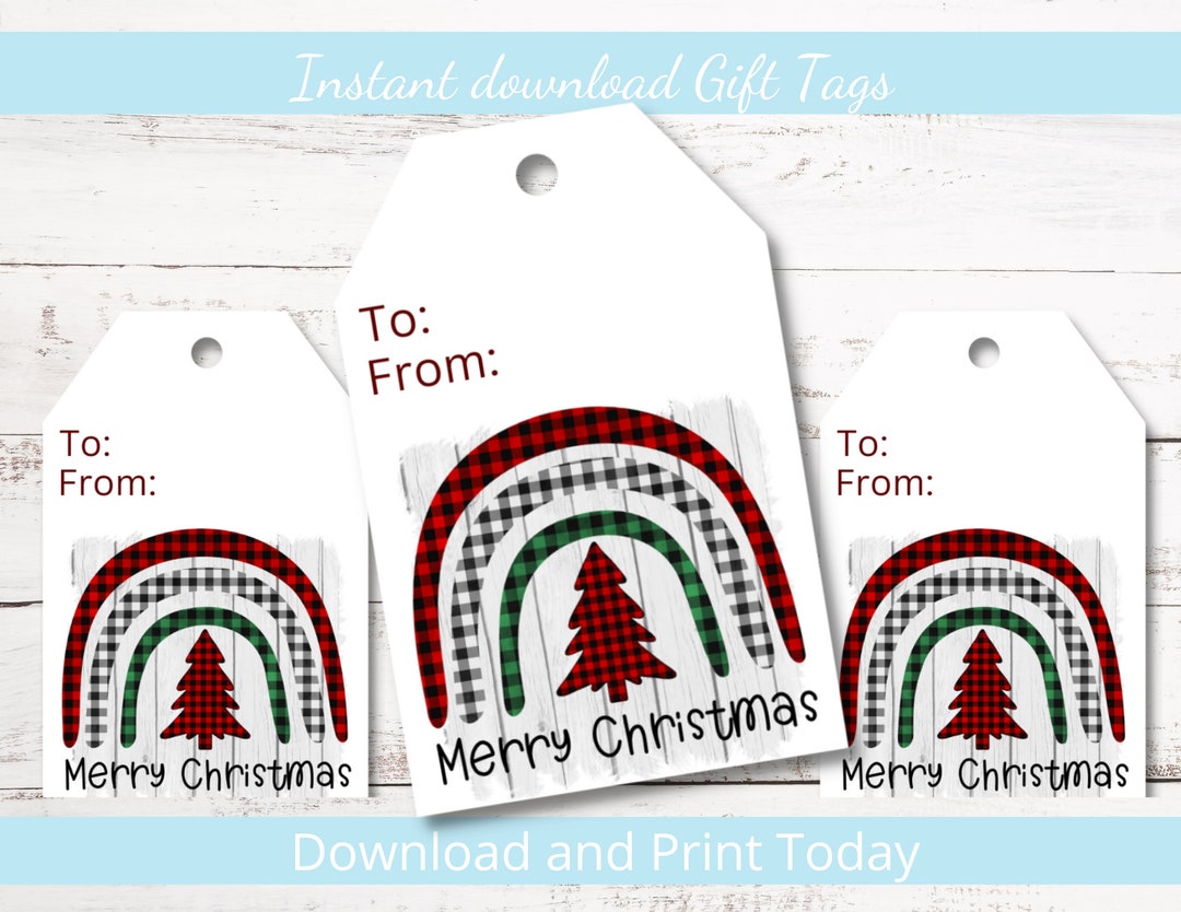 Flannel Rainbow Christmas Gift Tags (digital Download) - Etsy
