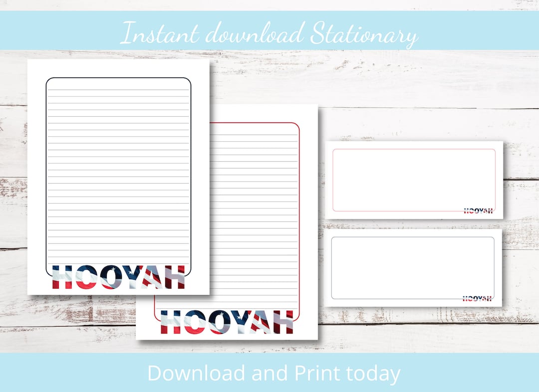 Hooyah Military Stationery Set, Boot Camp Stationery, Download ...