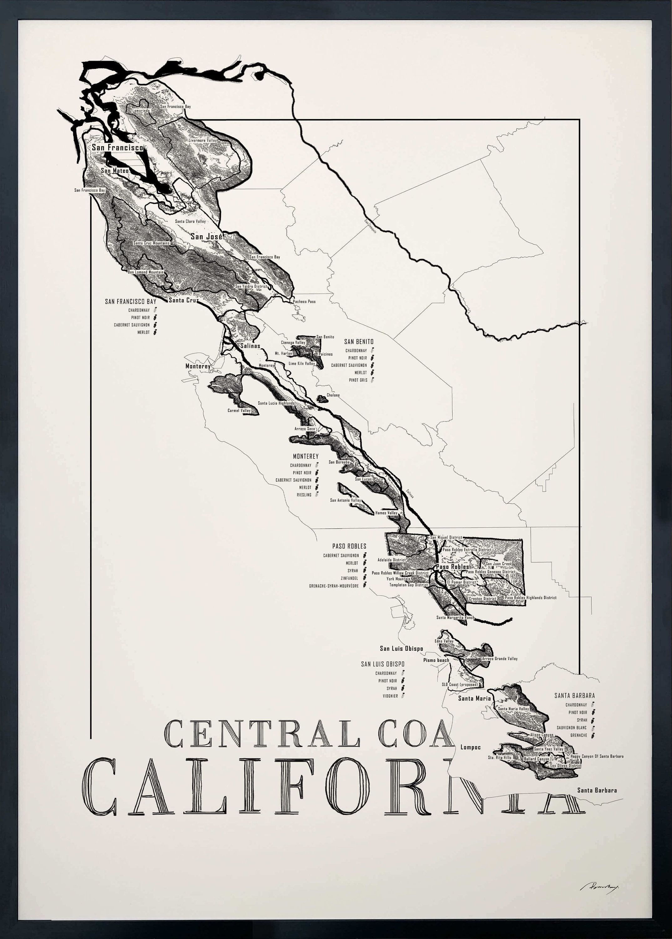 Wine Map of Central Coast California, Central Coast California Wine ...