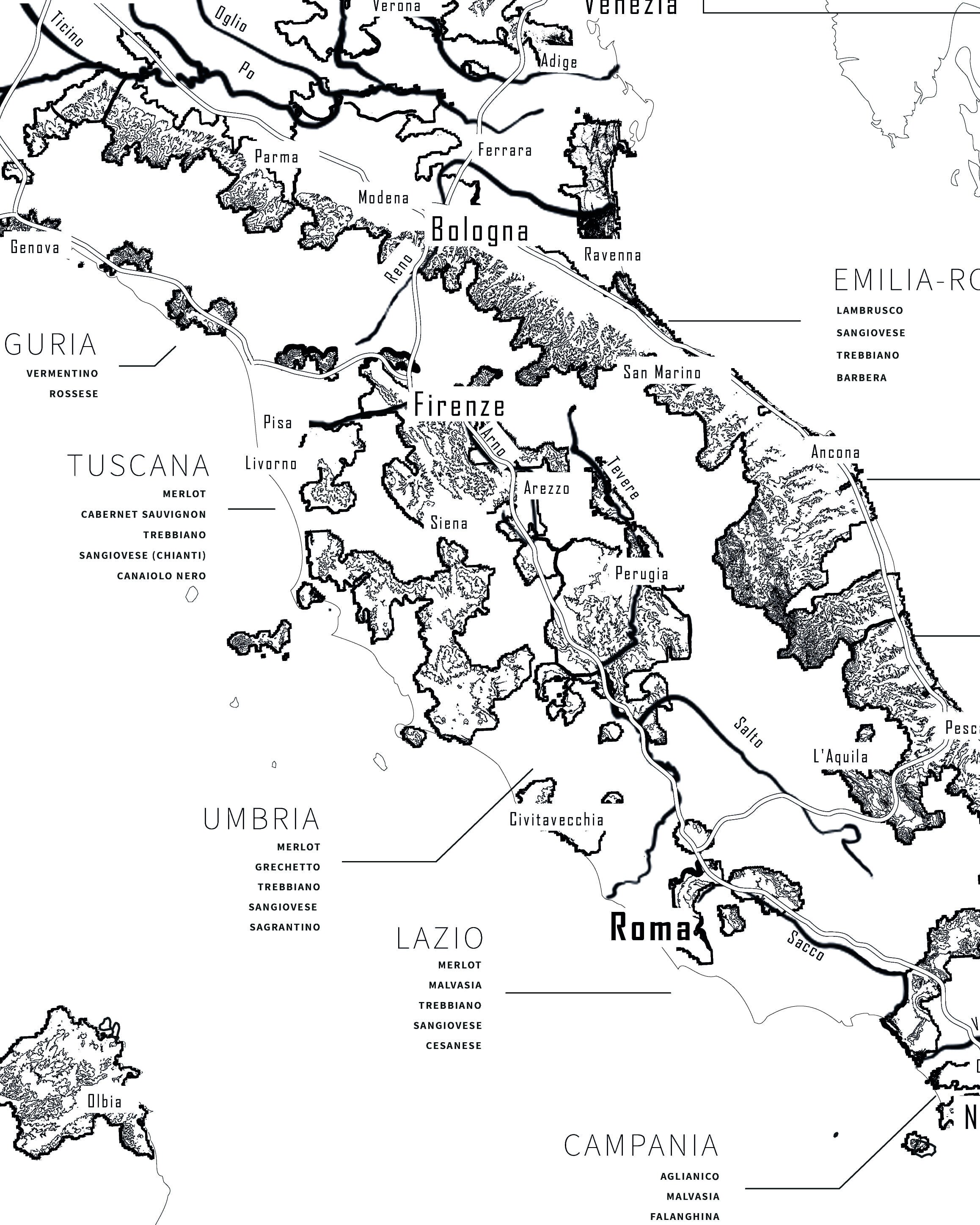 Wine Map of Italy Italy Wine Region Map - Etsy Australia