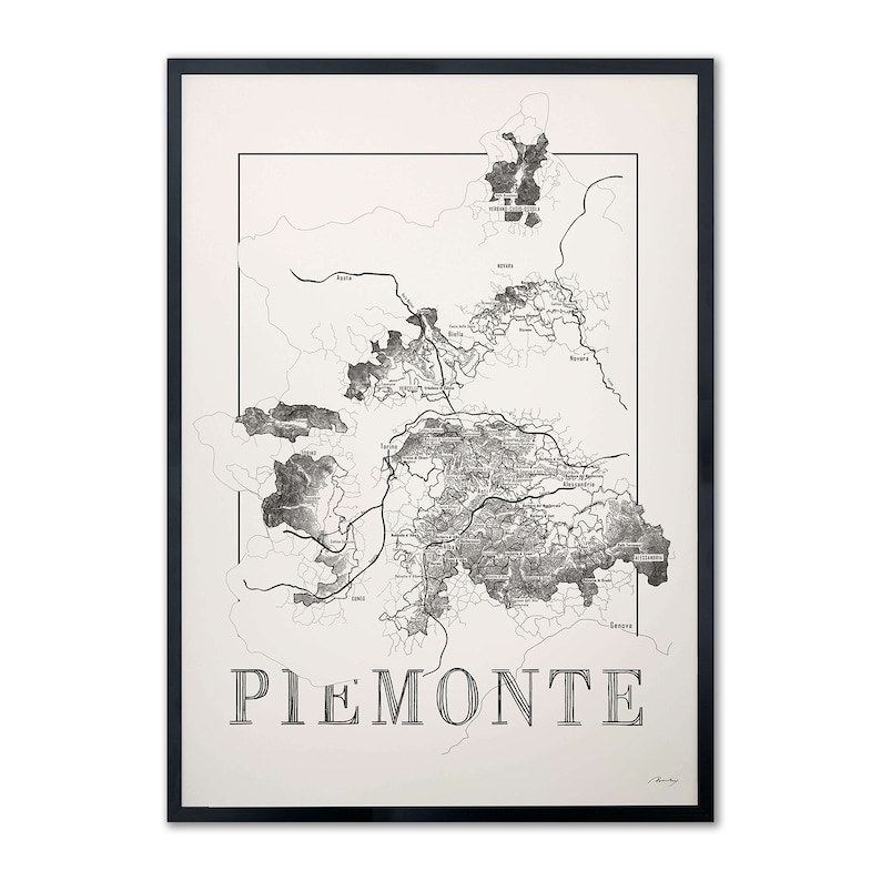 Piemonte Wine Region Map, Italy, FSC Art Print - Etsy