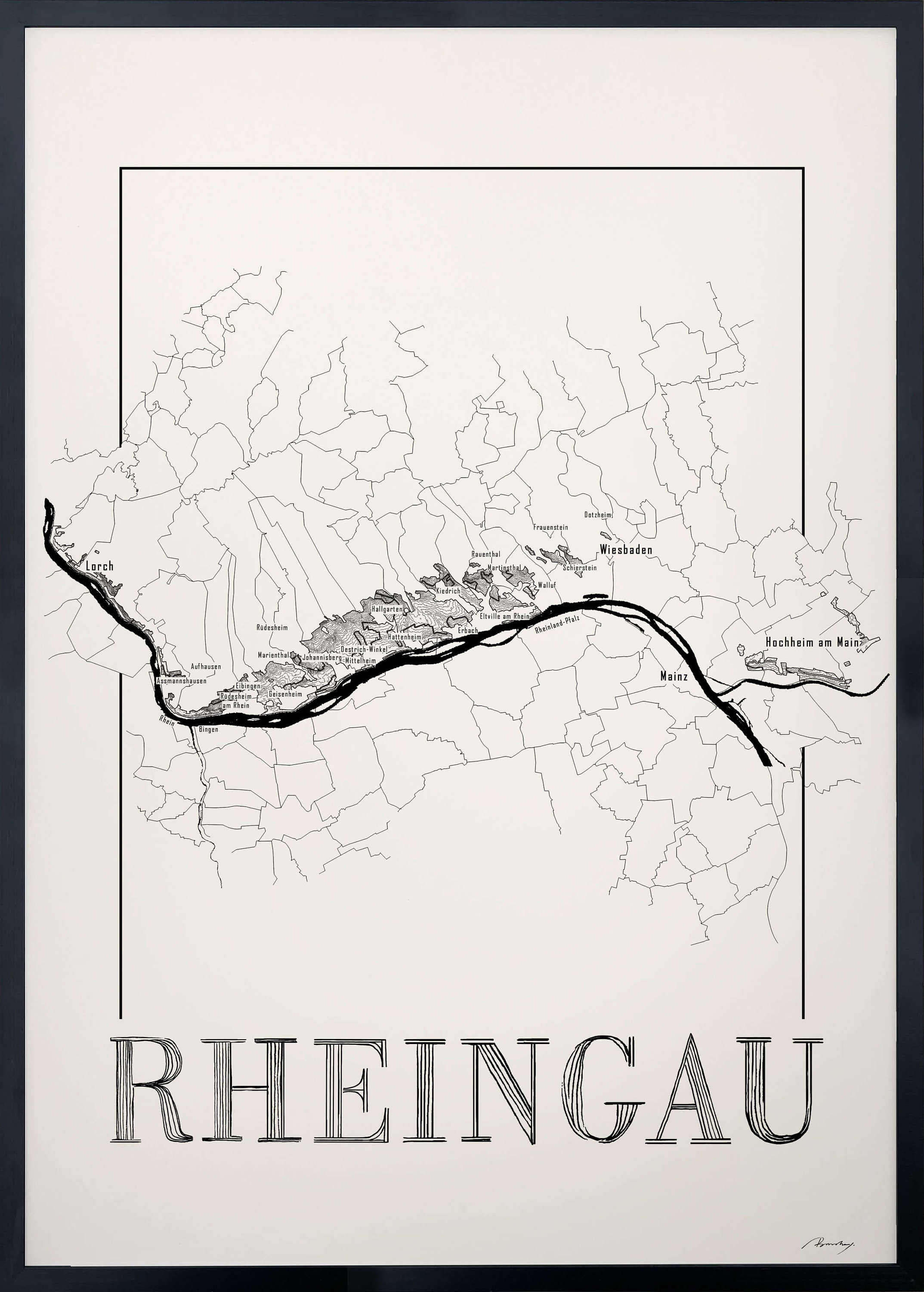 Wine Map of Rheingau, Rheingau Wine Region Map - Etsy