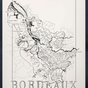 Wine Map of Bordeaux, Bordeaux Wine Region Map - Etsy