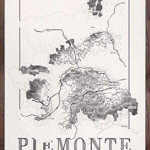 Piemonte Wine Region Map, Italy, FSC Art Print - Etsy