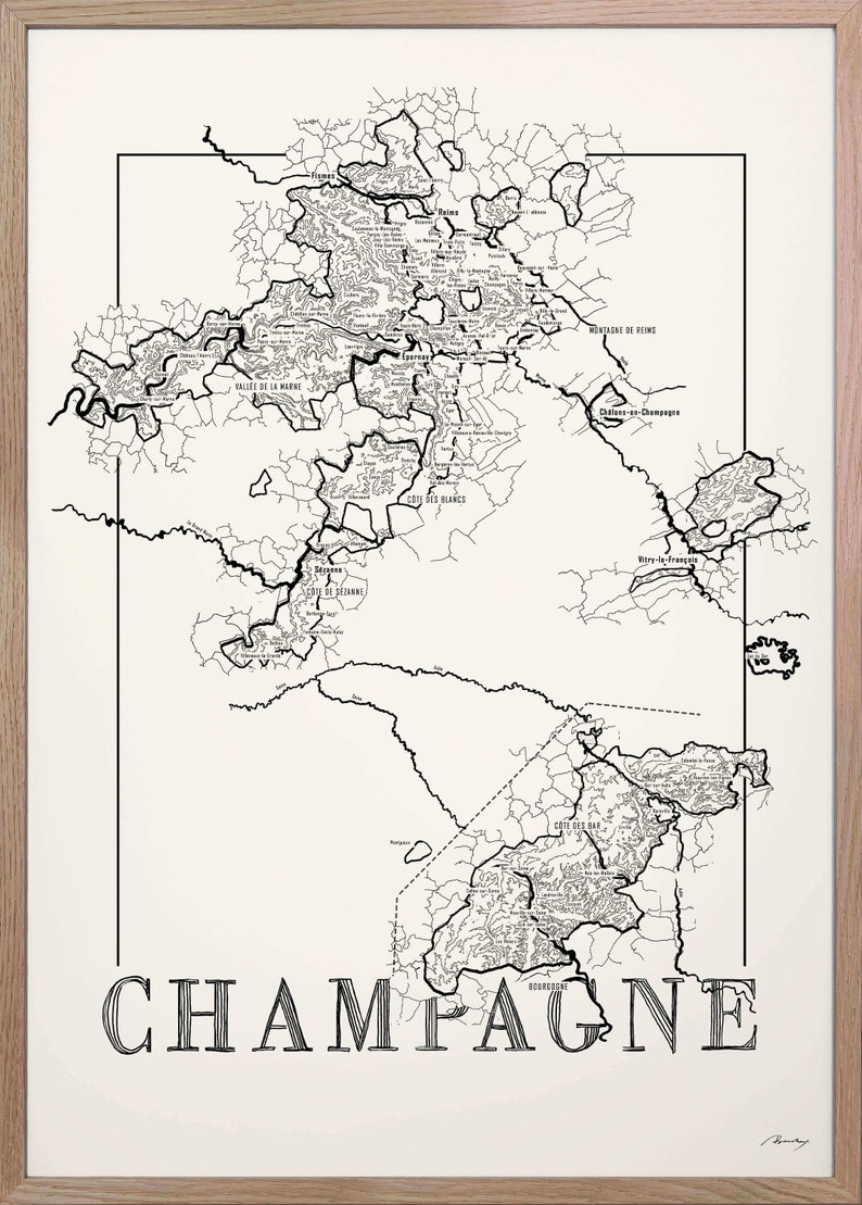 Wine Map of Champagne, Champagne Wine Region Map - Etsy