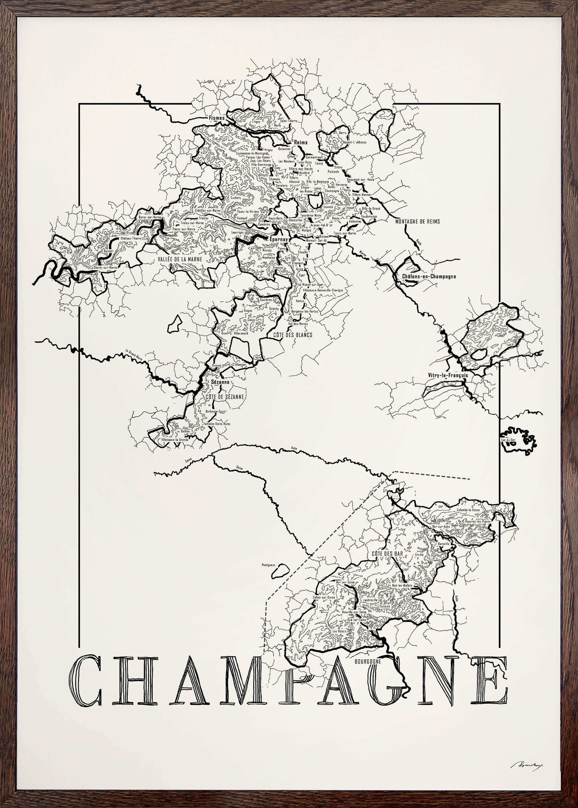 Wine Map of Champagne, Champagne Wine Region Map - Etsy