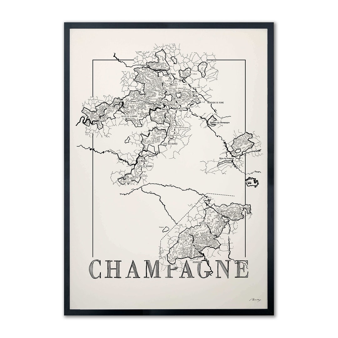 Wine Map of Champagne, Champagne Wine Region Map - Etsy
