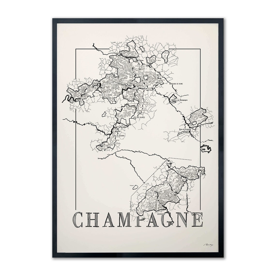 Wine Map of Champagne, Champagne Wine Region Map - Etsy