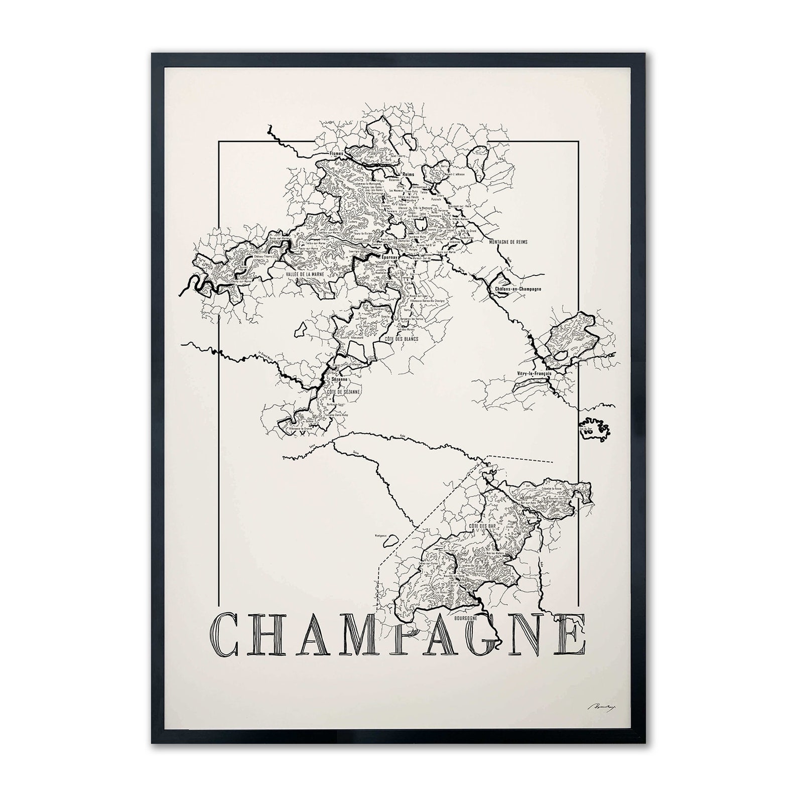 Wine Map of Champagne, Champagne Wine Region Map - Etsy