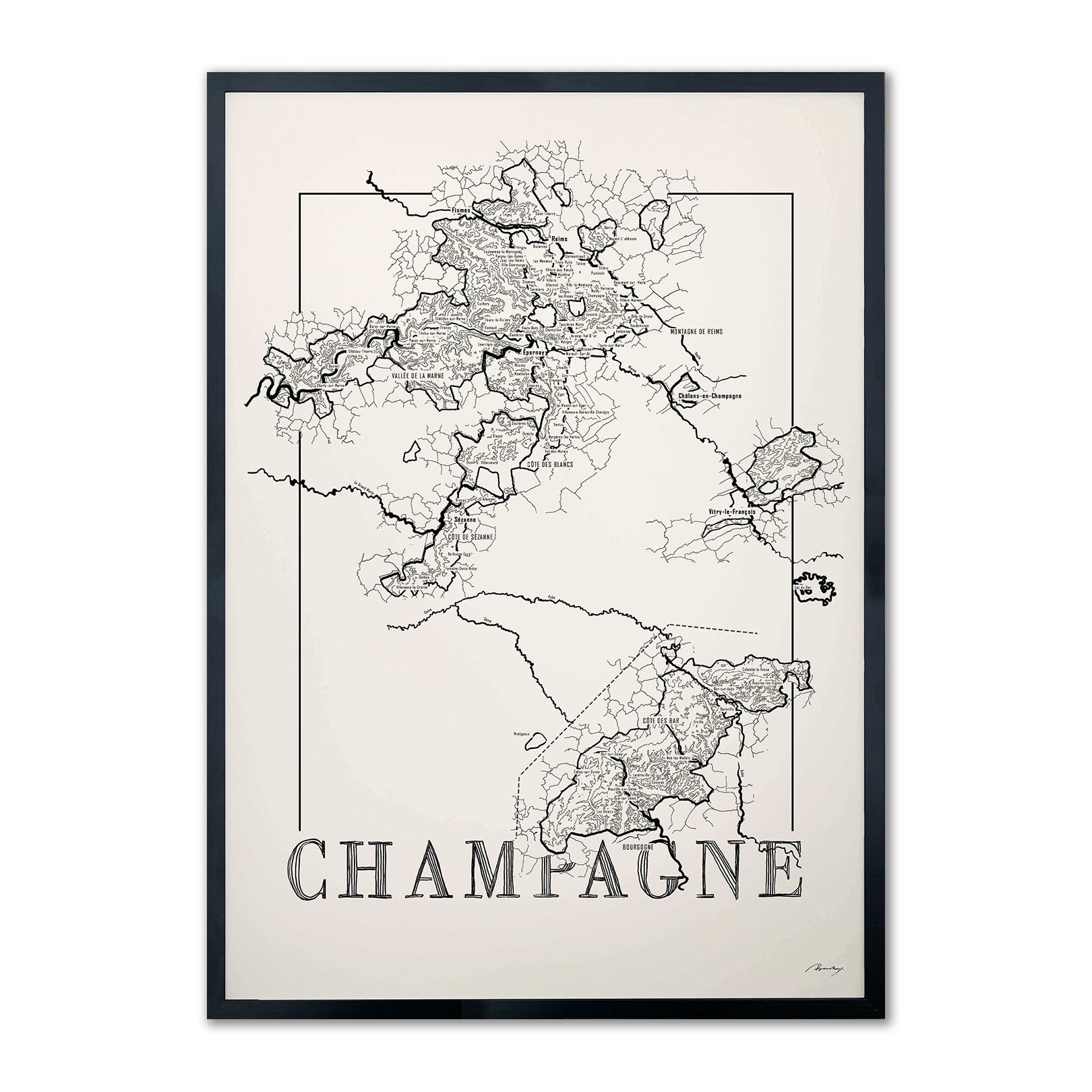 Wine Map of Champagne, Champagne Wine Region Map - Etsy