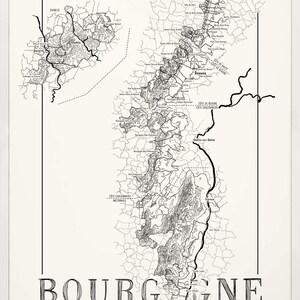 Wine Map of Bourgogne, Burgundy Wine Region Map - Etsy