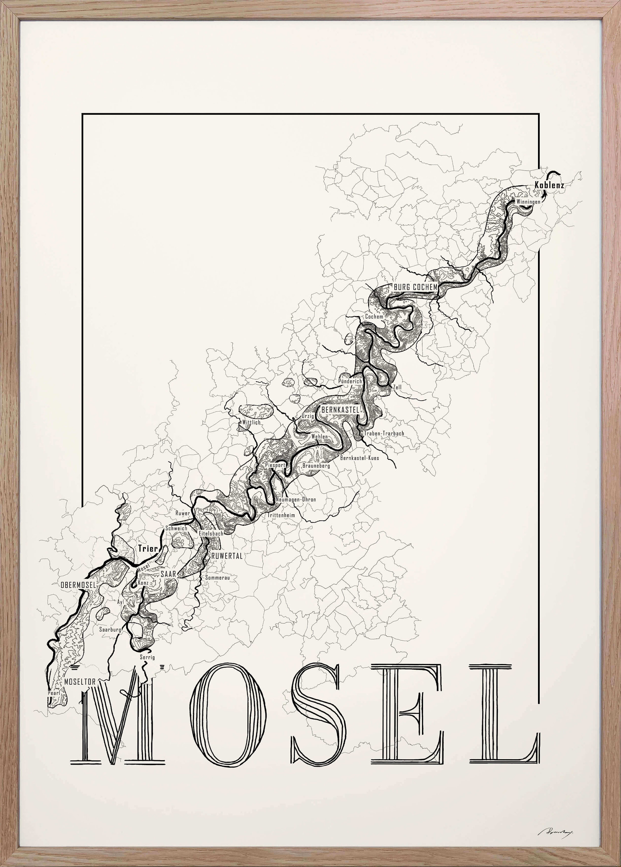 Wine Map of Mosel, Mosel Wine Region Map - Etsy