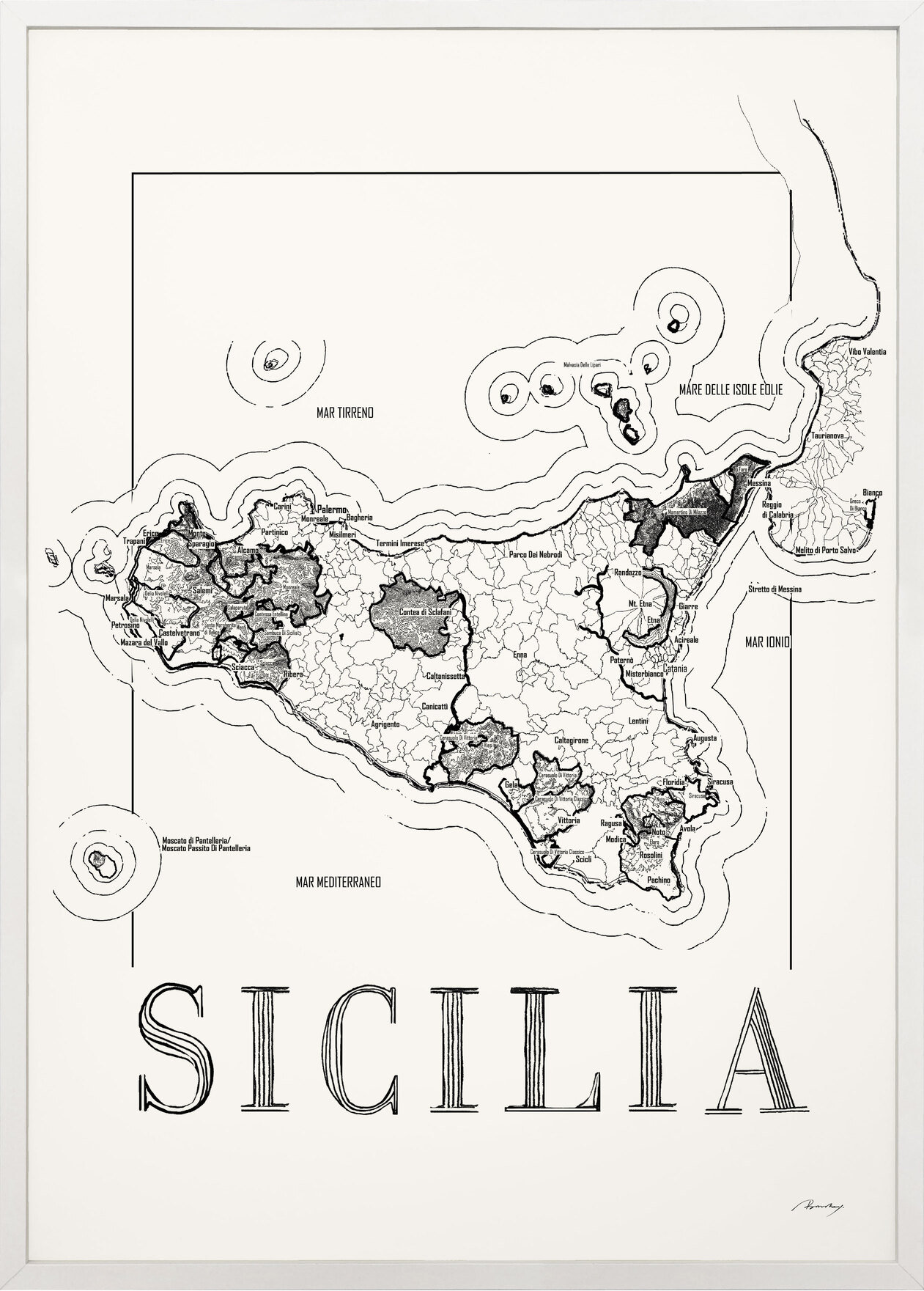 Wine Map of Sicily, Sicily Wine Region Map - Etsy