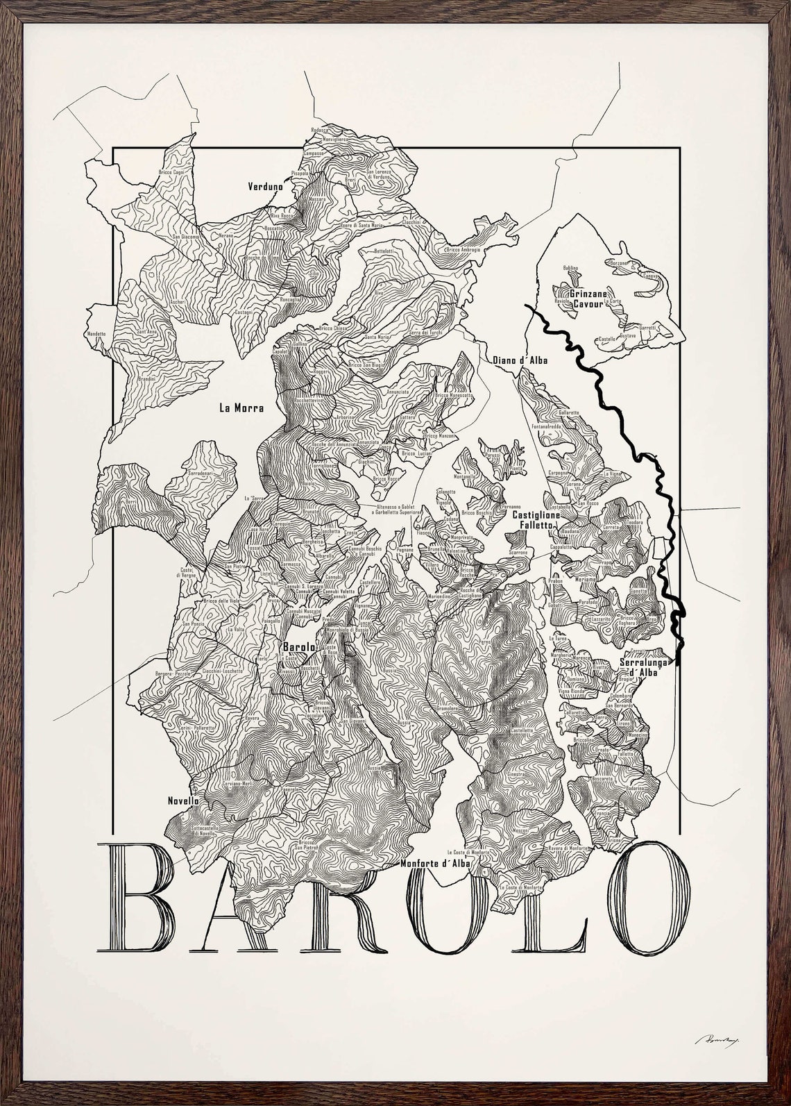 Wine Map of Barolo, Barolo Wine Region Map - Etsy