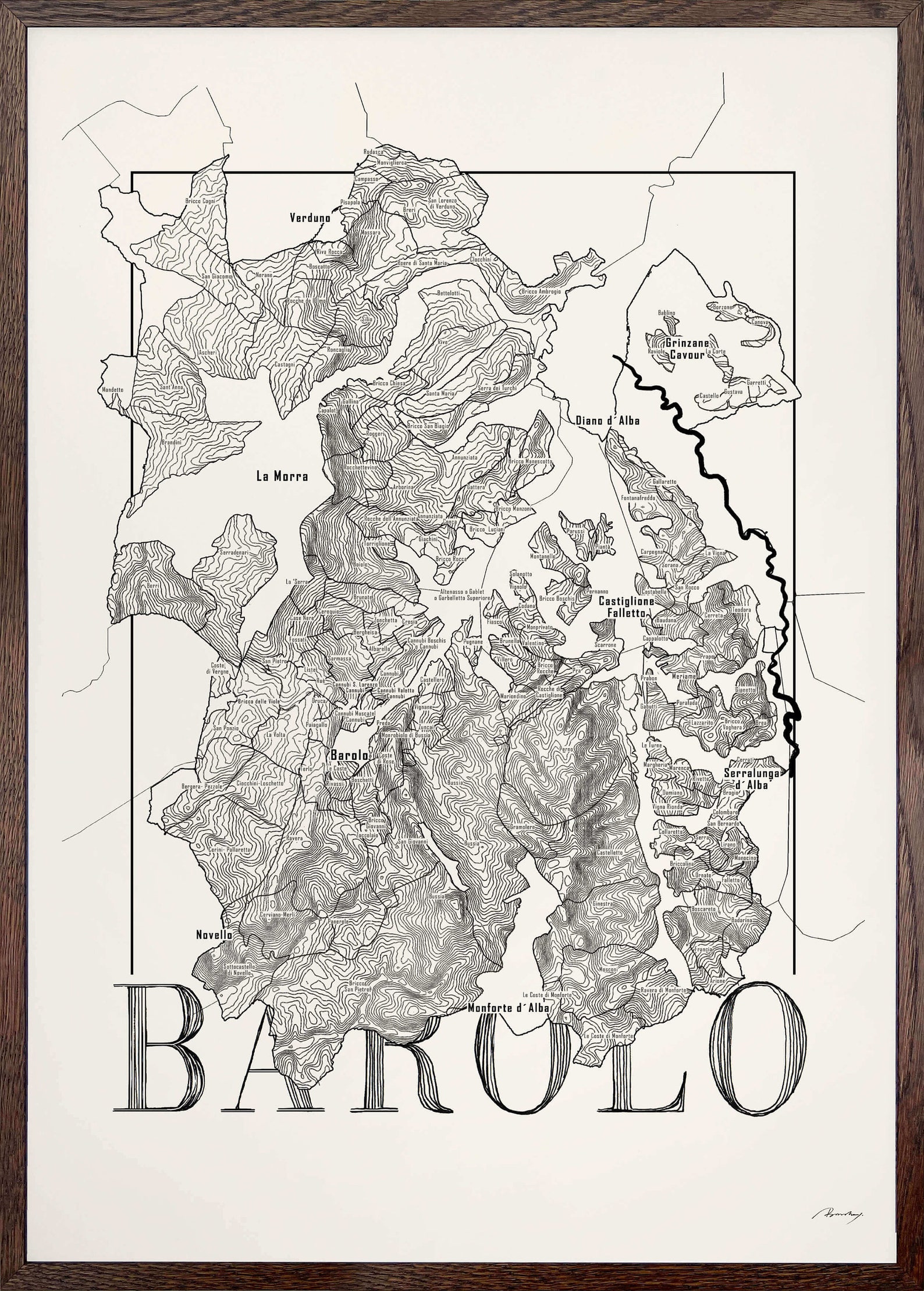 Wine Map of Barolo, Barolo Wine Region Map - Etsy