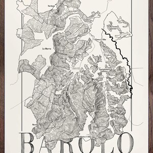 Wine Map of Barolo, Barolo Wine Region Map - Etsy