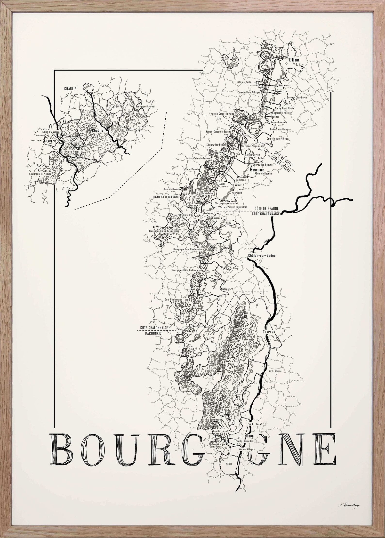 Wine Map of Bourgogne, Burgundy Wine Region Map - Etsy