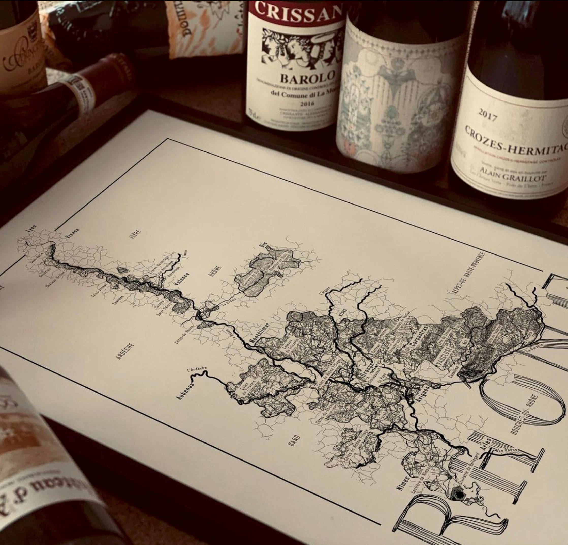 Wine Map of Rhône, Rhône Wine Region Map - Etsy