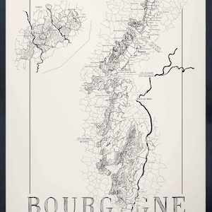 Wine Map of Bourgogne, Burgundy Wine Region Map - Etsy