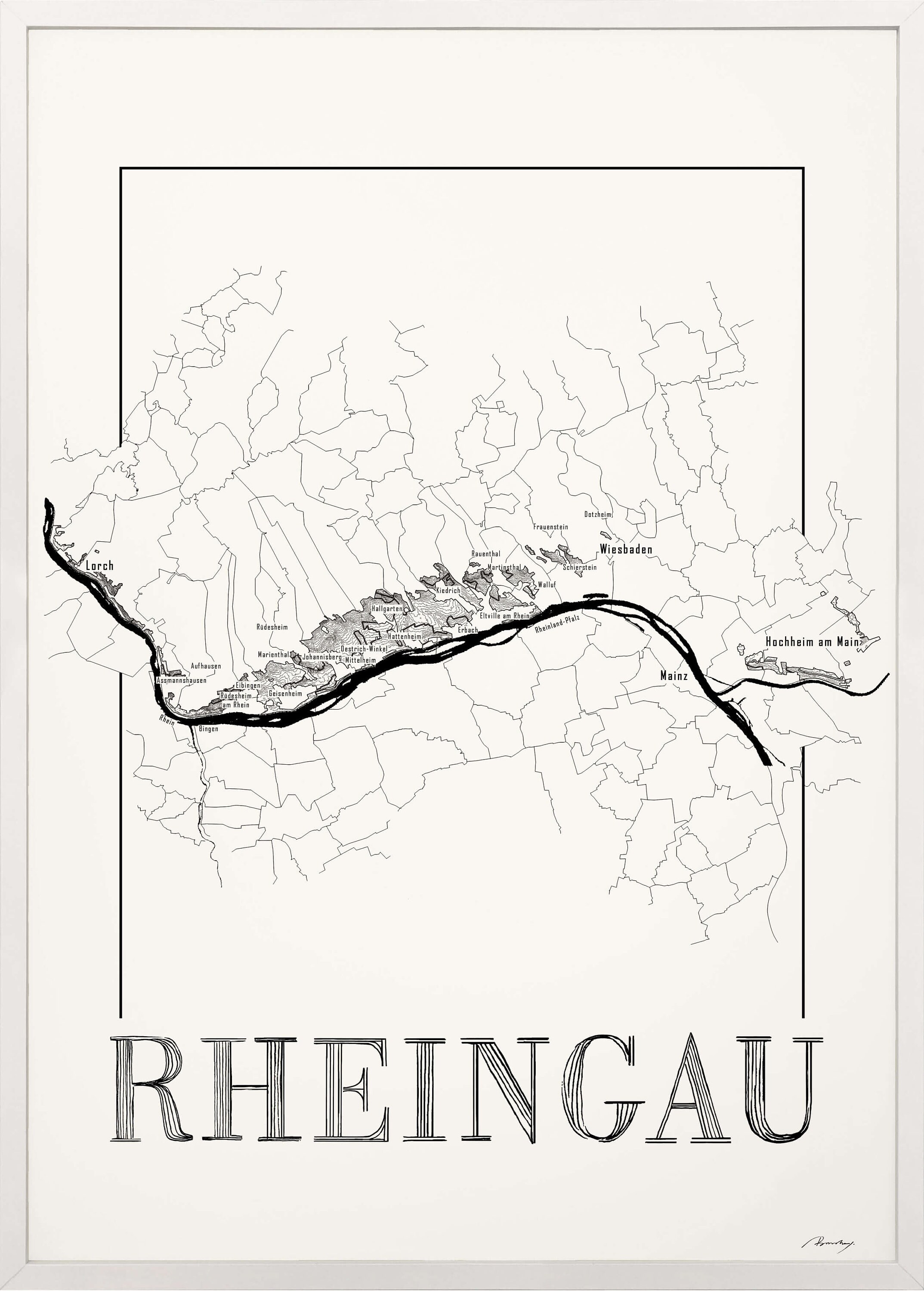 Wine Map of Rheingau, Rheingau Wine Region Map - Etsy