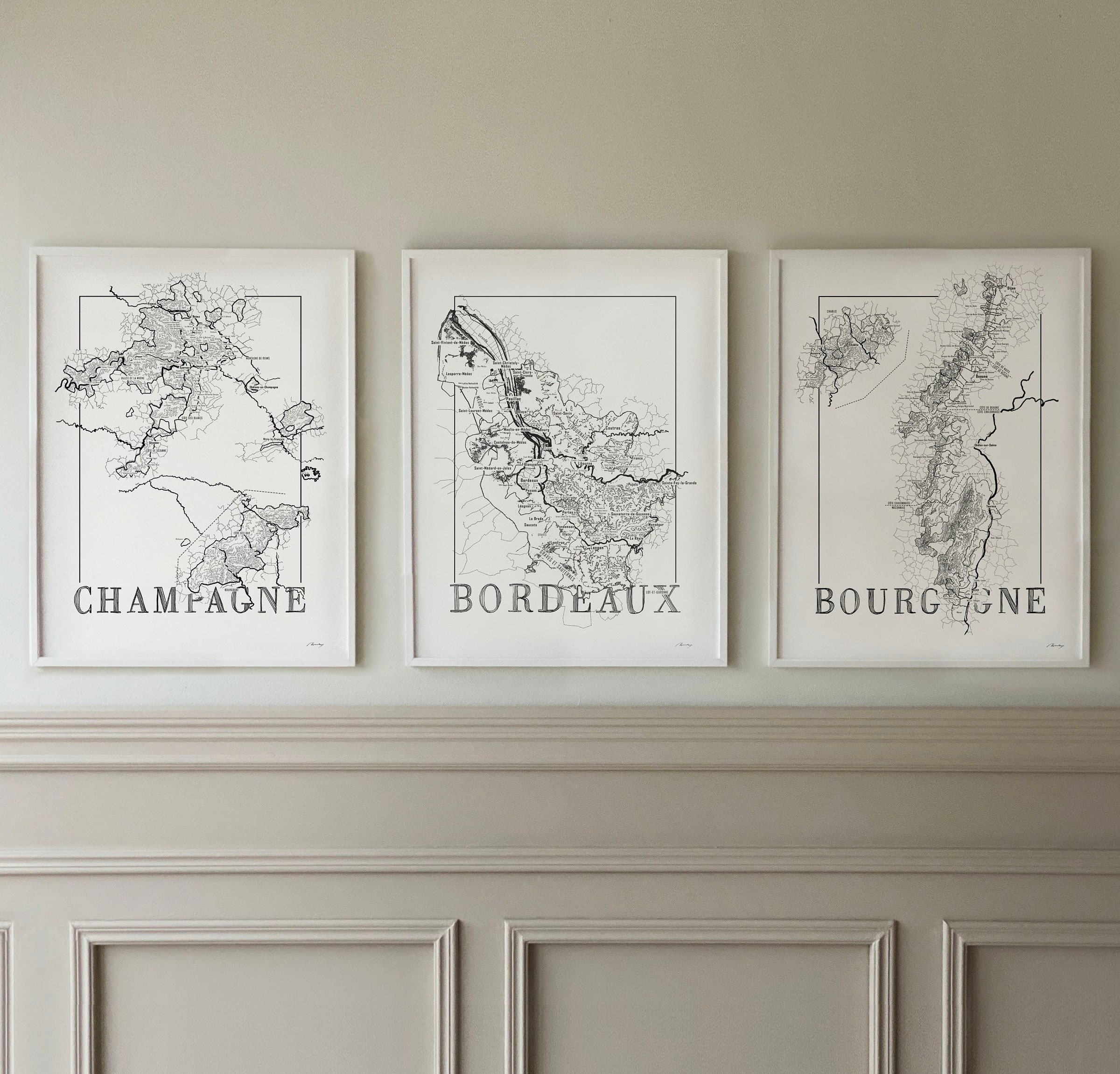 Wine Maps Set - Vive La France - Etsy